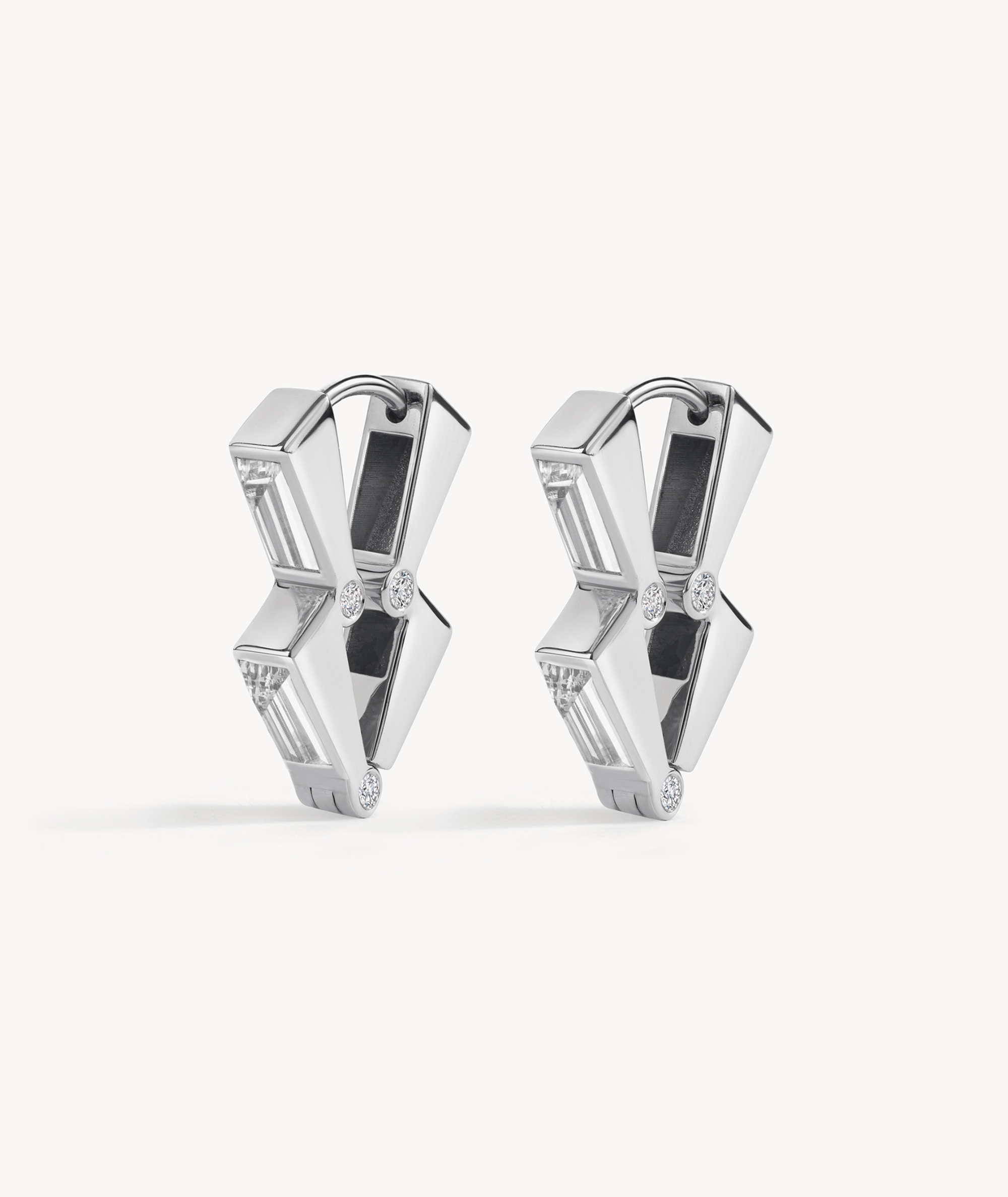Diamond Clamp Earrings - 18K White Gold - EREDE Collection